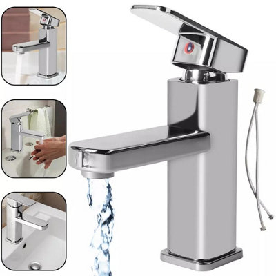 Durable Monobloc Waterfall Mixer Tap Modern Bathroom Sink Basin Faucet ...