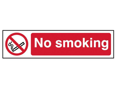 Durable No Smoking Safety Sign - 200 x 50mm PVC