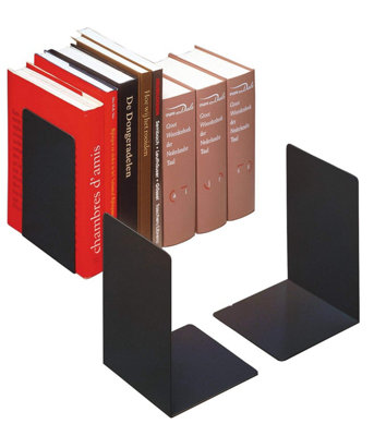 Durable Premium Heavy Duty Large Metal Shelf Bookends - 2 Pack - Black