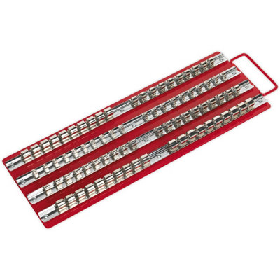 Durable Red Bit Holder Tray for 1/4", 3/8", and 1/2" Drive Sockets with ...