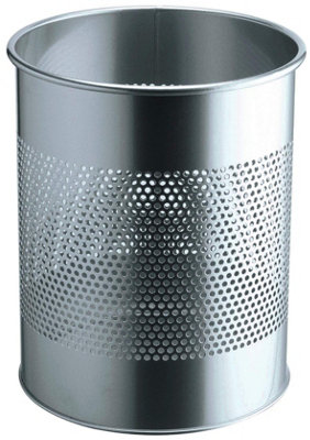 Durable Round Metal Perforated Waste Bin - Scratch Resistant Steel ...