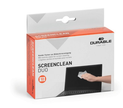 Durable SCREENCLEAN DUO Biodegradable Wet & Dry Screen Cleaning Wipes ...