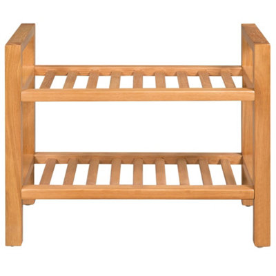 Durable Shoe Rack with 2 Shelves 50x27x40 cm Solid Oak Wood