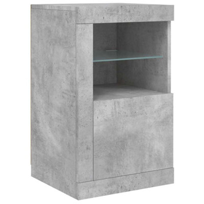 Durable Side Cabinet with LED Lights Concrete Grey Engineered Wood