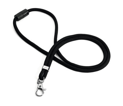 DURABLE SOFT RECYCLED FABRIC LANYARDS WITH SAFETY RELEASE- 10 PACK - BLACK