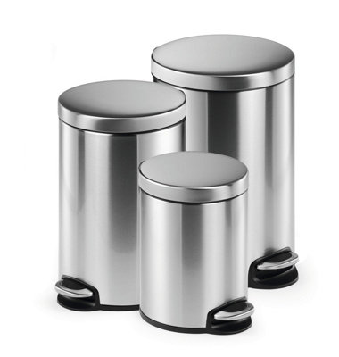 Durable Stainless Steel Pedal Bin 5L - Soft-Close Round Waste Bin - Silver