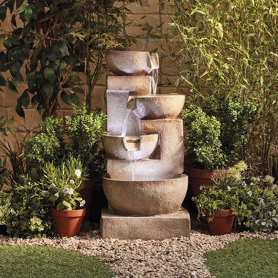 Durable Stone Effect Tiered 4 Tier Cascade Laguna Water Feature with ...