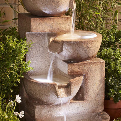 Durable Stone Effect Tiered 4 Tier Cascade Laguna Water Feature with ...