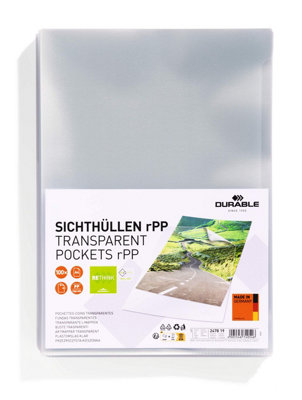 Durable Transparent Punched Pockets Sleeve Wallets rPP - 100 Pack - A4 ...