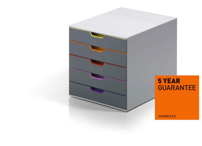 Durable VARICOLOR Desktop Organiser 5 Drawer Colour Coded Modular ...