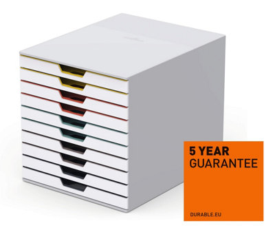 DURABLE VARICOLOR MIX DESKTOP ORGANISER 10 DRAWER COLOUR CODED STORAGE ...