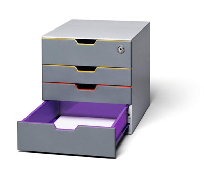DURABLE VARICOLOR SAFE 4 DRAWER LOCKABLE GDPR COLOUR CODED DESKTOP ...