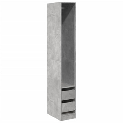Durable Wardrobe Concrete Grey 30x50x200 cm Engineered Wood