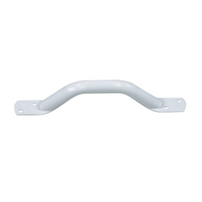 Durable White Steel Grab Bar with Rounded Safety Ends - 300mm Length