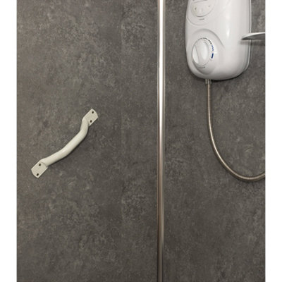 Durable White Steel Pipe Grab Bar with Rounded Safety Ends - 1130mm Length