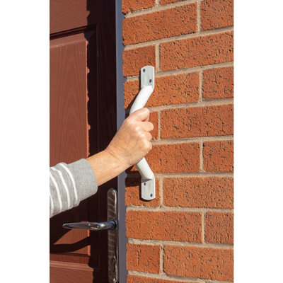 Durable White Steel Pipe Grab Bar with Rounded Safety Ends - 381mm ...