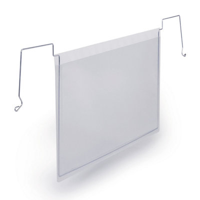 Durable Wire Hanging Document Pocket - Ticket Holder - 50 Pack - A5 Clear