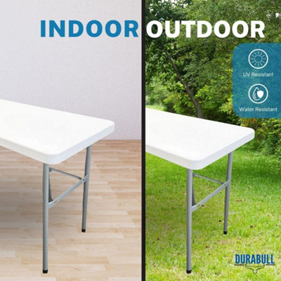 Durabull 4ft Folding Trestle Table 120cm White Folding Table