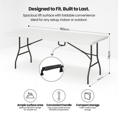 Durabull 6ft Folding Trestle Table 180cm White Folding Table