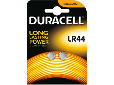 Duracell LR44 1.5V ALKALINE BUTTON/COIN BATTERY (PACK OF 2) (A76)