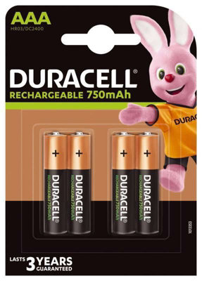 DURACELL RECHARGEABLE AAAx4- 750 mAh stay charge