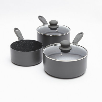 Durastone 5 Piece Grey Non-Stick Cookware Set - Aluminium Pots & Frying ...