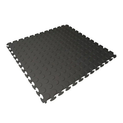 DuraStud 50cm Coin Finish Black Garage Floor Tiles Pack of 4 covering 1m2