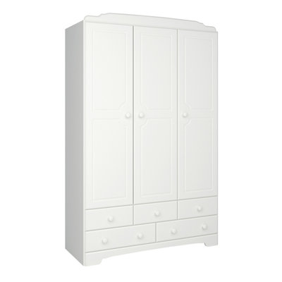 Durham Wardrobe 3 Doors + 3+2 Drawers, White | DIY at B&Q