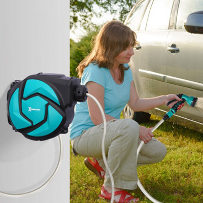 DURHAND 10M Water Hose Reel Compact Garden Patio Car Locking Auto ...