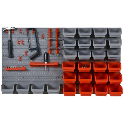 DURHAND 44 Pcs On Wall Garage DIY Storage Unit Pegboard Tool Equipment Red