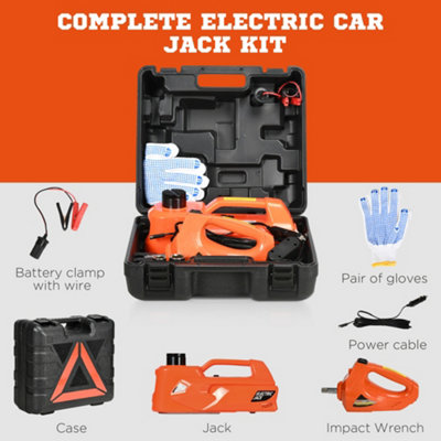 DURHAND 5 Ton 12V Automatic Car Jack Kit Impact Wrench Case for Emergency Tyre
