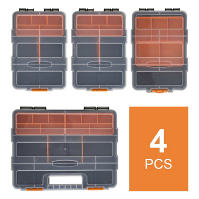 DURHAND Set Of 4 Plastic DIY Tool Storage Boxes Dividers Locking Lids ...