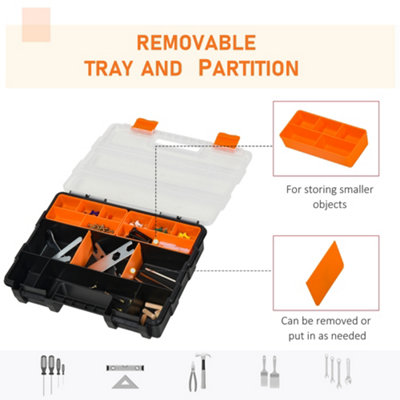 DURHAND Set Of 4 Plastic DIY Tool Storage Boxes Dividers Locking Lids ...