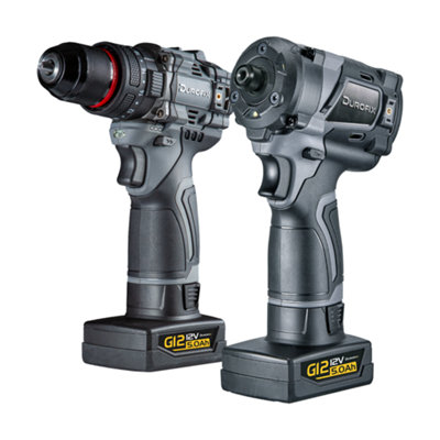 Durofix G12 Cordless Combi Drill Driver and Stubby Impact Driver Kit, 2 ...