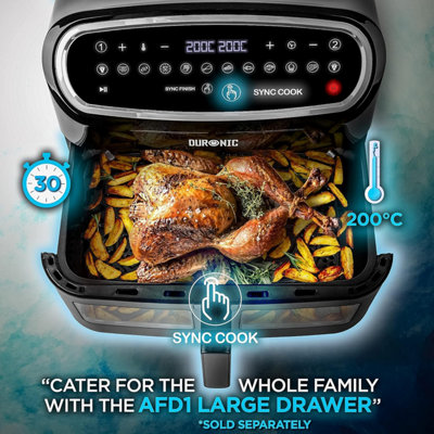 Duronic AF14 BK Large Air Fryer Single 10L Drawer with Visual Window ...