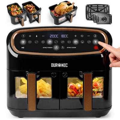 Duronic AF34 BG Triple Drawer 10L Digital Air Fryer with Visual Window ...