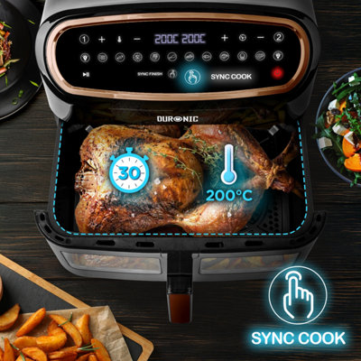 Duronic AF34 BG Triple Drawer 10L Digital Air Fryer with Visual Window ...