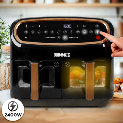 Duronic AF34 BG Triple Drawer 10L Digital Air Fryer with Visual Window ...