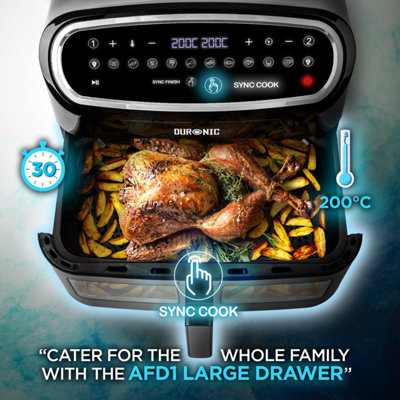 Duronic AF34 BK Air Fryer Triple Drawer 10L Digital AirFryer with ...