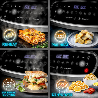 Duronic AF34 BK Air Fryer Triple Drawer 10L Digital AirFryer with ...