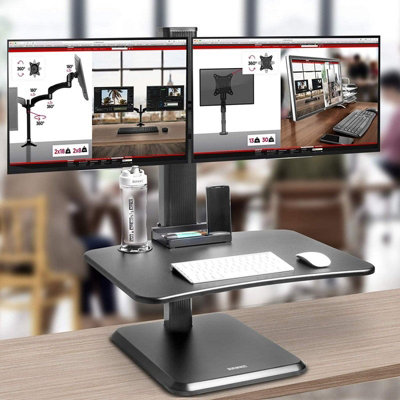 Duronic DM05D15 Sit-Stand Desk Workstation, Desk Convertor, Manually ...