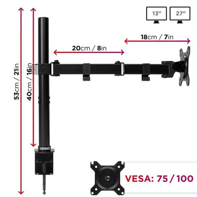 Duronic DM151X3 1-Screen Monitor Arm with Desk Clamp and VESA Bracket ...