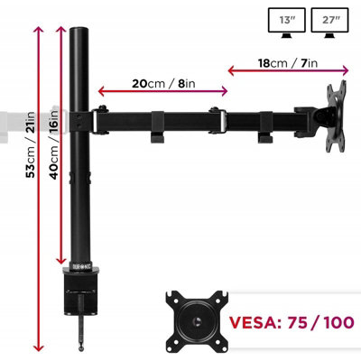 Duronic DM152 2-Screen Monitor Arm with Desk Clamp and VESA Brackets ...