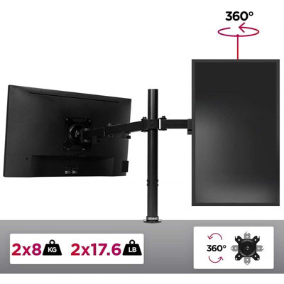 Duronic DM152 2-Screen Monitor Arm with Desk Clamp and VESA Brackets ...