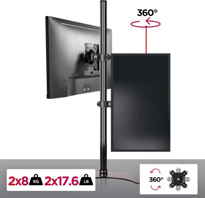 Duronic DM15D2V2 2-Screen Monitor Freestanding Arm with VESA Brackets ...