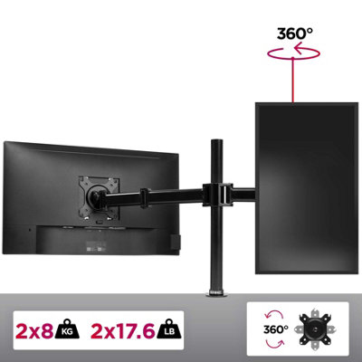 Duronic DM252 /BK 2-Screen Monitor Arm with Desk Clamp and VESA ...