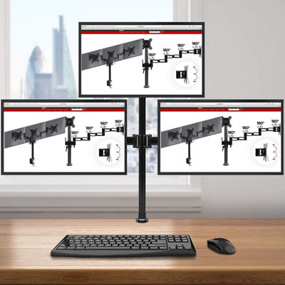 Duronic DM253 3-Screen Monitor Arm with Desk Clamp and VESA Brackets ...