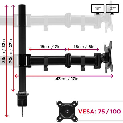 Duronic DM254 4-Screen Monitor Arm with Desk Clamp and VESA Brackets ...