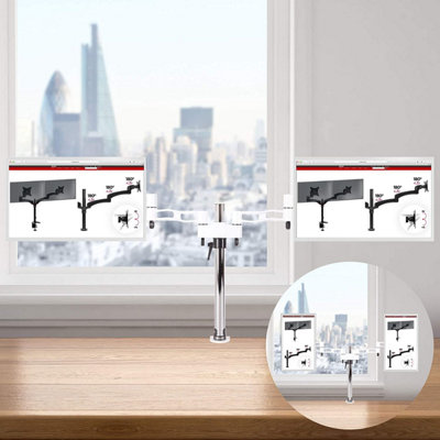 Duronic DM352 /WE 2-Screen Monitor Arm with Desk Clamp and VESA ...