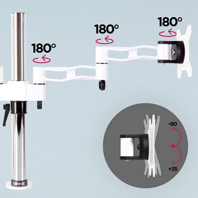 Duronic DM352 /WE 2-Screen Monitor Arm with Desk Clamp and VESA ...